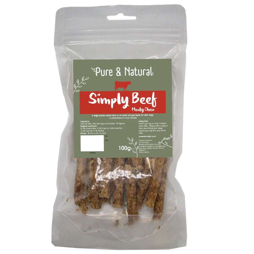 Pure & Natural Meat Sticks Beef 100g – Ormskirk Pets