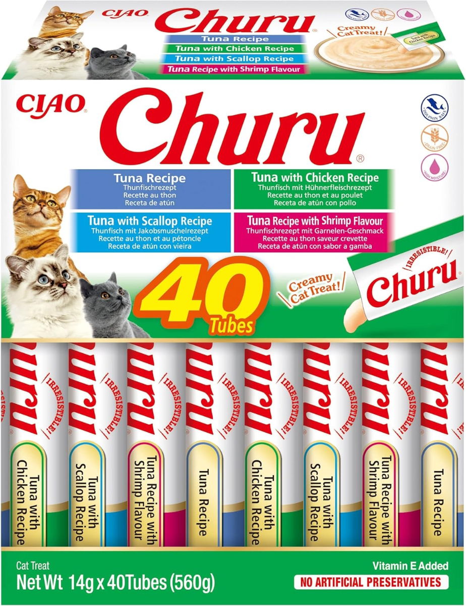Churu Box Tuna Seafood Variety Cat Treats 40x14g – Ormskirk Pets