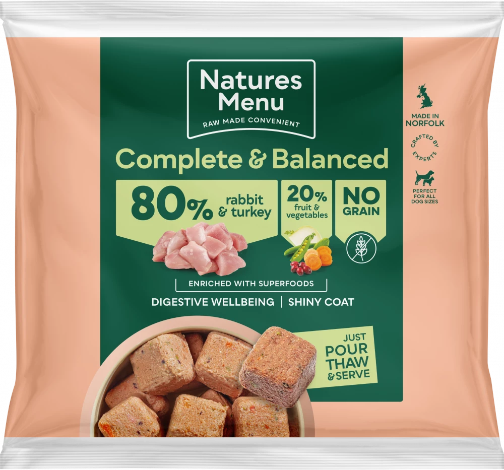 Natures Menu Complete & Balanced Raw 80/20 Rabbit & Turkey with Superf ...